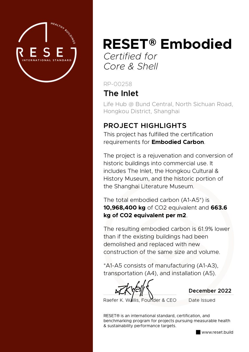 The Inlet - 62% reduction in embodied carbon - RESET Certified | RESET®